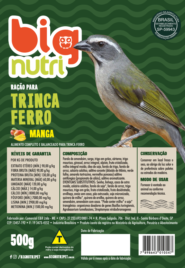 Ração para Trinca Ferro Manga